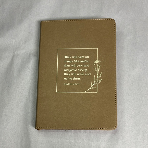Office | New Journal Light Brown Faux Leather Christian Bible Verse ...